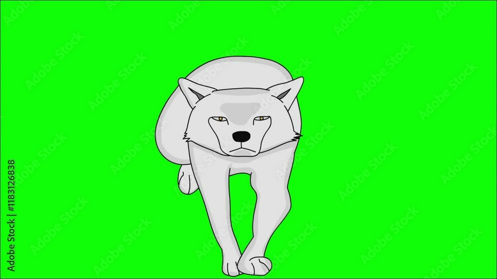 2d Animation Of Strong And Majestic White Wolf Running Upright With ...