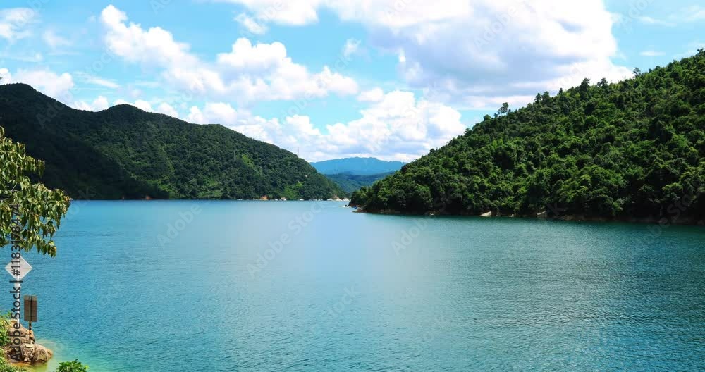 Time lapse of Dongjiang lake.Dongjiang lake is the water storage ...