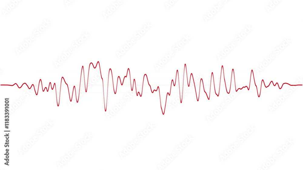 Audio red radio wave digital frequency on white background. Audio ...