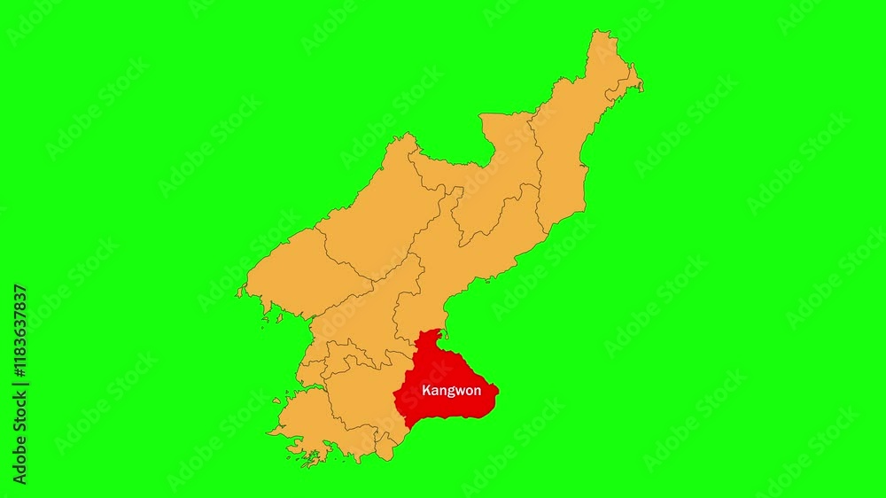Kangwon map animated video. The location is highlighted on the North ...