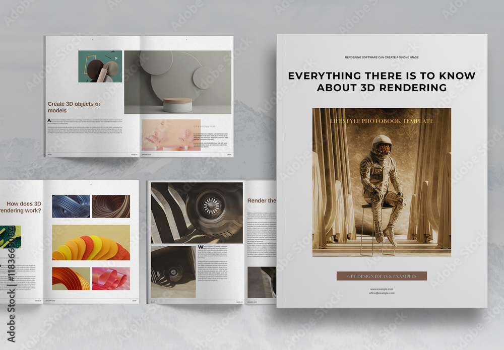 3D Render Photobook Brochure Layout Stock Template | Adobe Stock