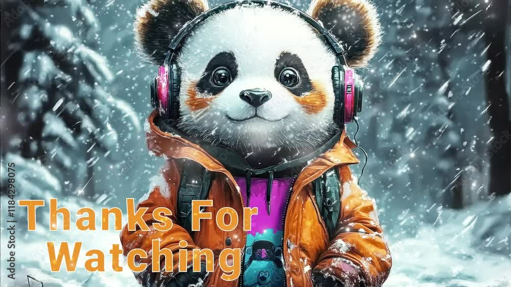 A playful panda enjoys a snowy landscape, bringing joy and warmth ...
