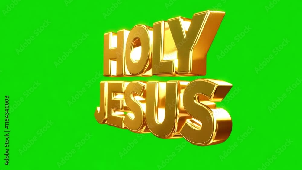 Golden Jesus text on green screen background, "Holy Jesus" chroma key ...