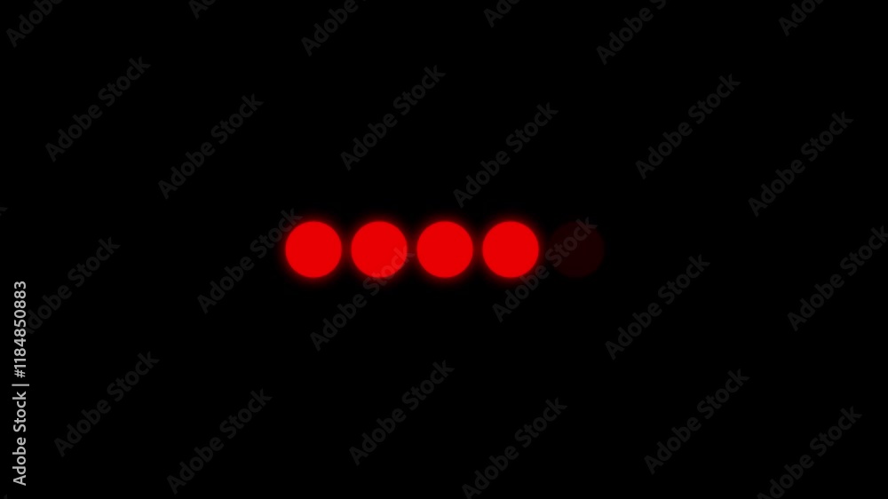 Animation loading bar 5 dots looping progress icon on black background ...