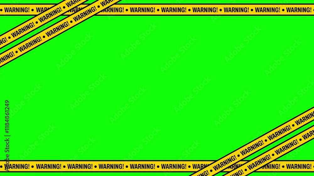 warning tapes animation. crime scene motion on green screen background ...
