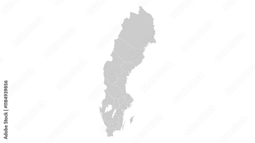 Sweden map animation. Animation of Connecting all areas into a complete ...