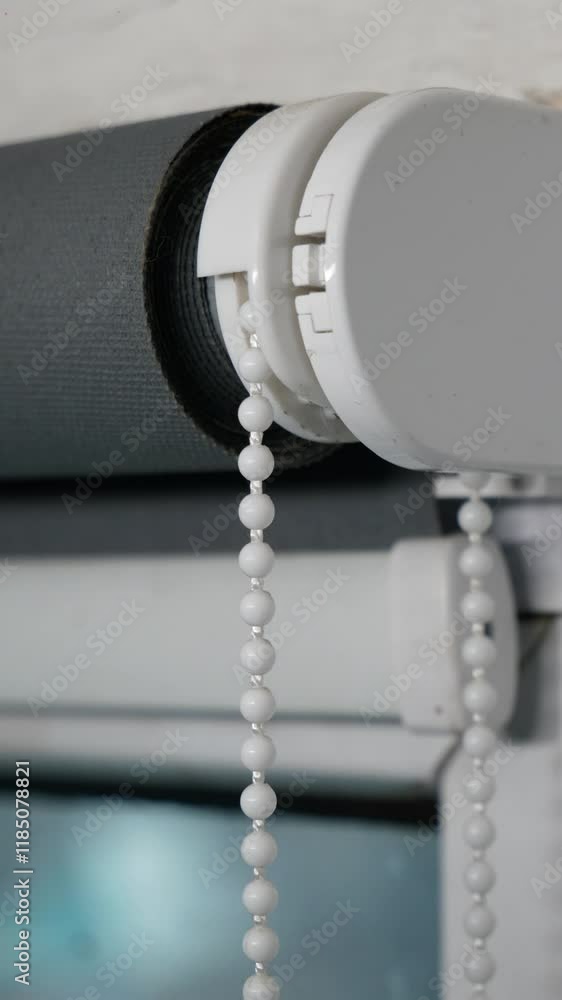 mechanism of roller blinds indoors,Close-up. Roller shutter system day ...