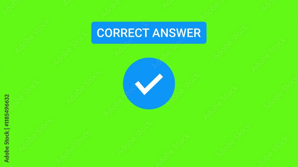 Correct Answer Icon Animation on Green Screen Background 4K Resolution ...