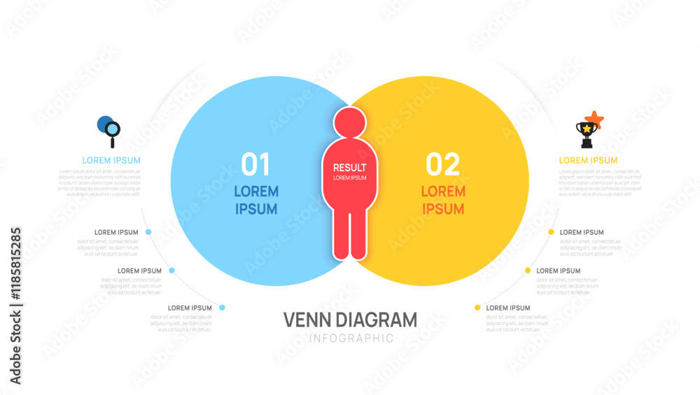 Poster Venn diagram Infographic man chart template for business start ...