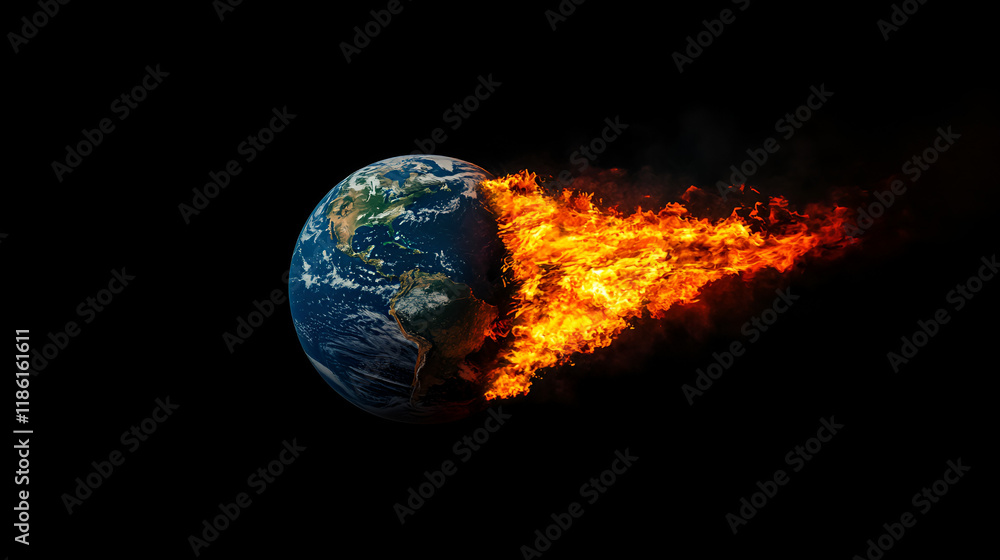 Photo & Art Print Earth on the brink of combustion in space, igniting ...