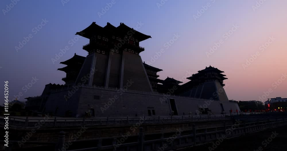 Time lapse of Ying Tian Men at dawn. Ying Tian Men is the south gate of ...
