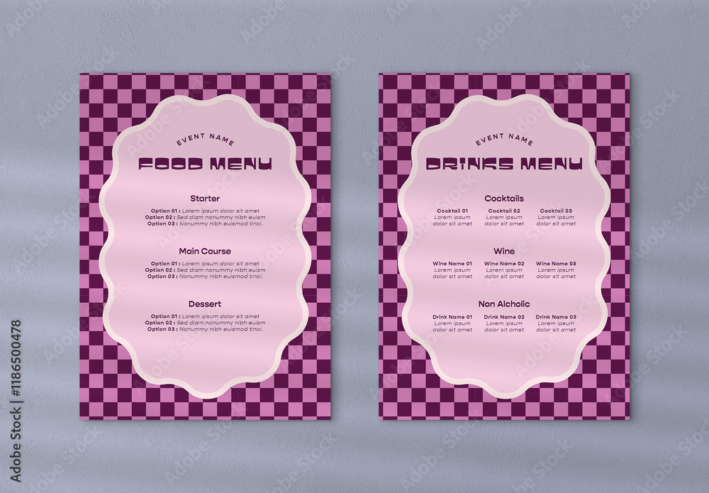 Set of Checkered Menus for Food and Drink Stock Template | Adobe Stock