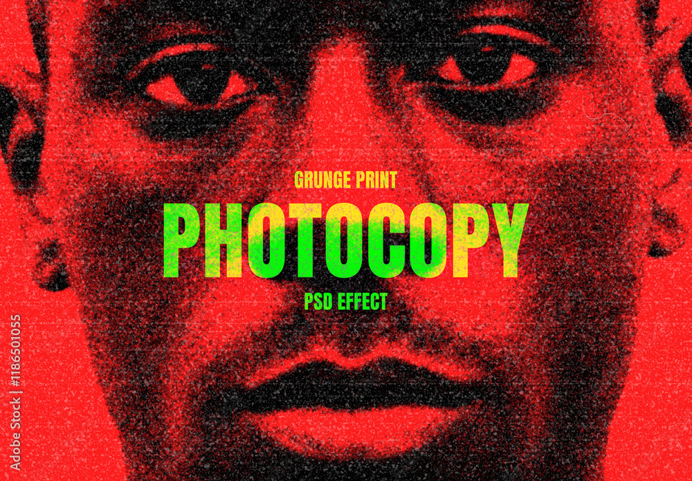 Grunge Photocopy Image Effect Mockup Stock Template | Adobe Stock