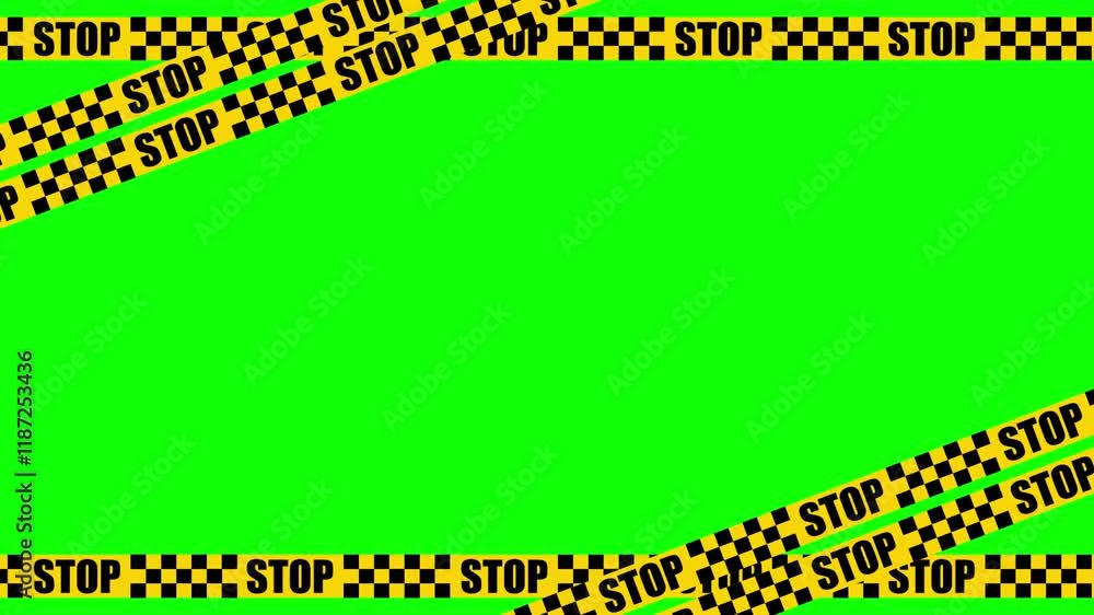 black and yellow police stripe border animation. stop tapes sign motion ...
