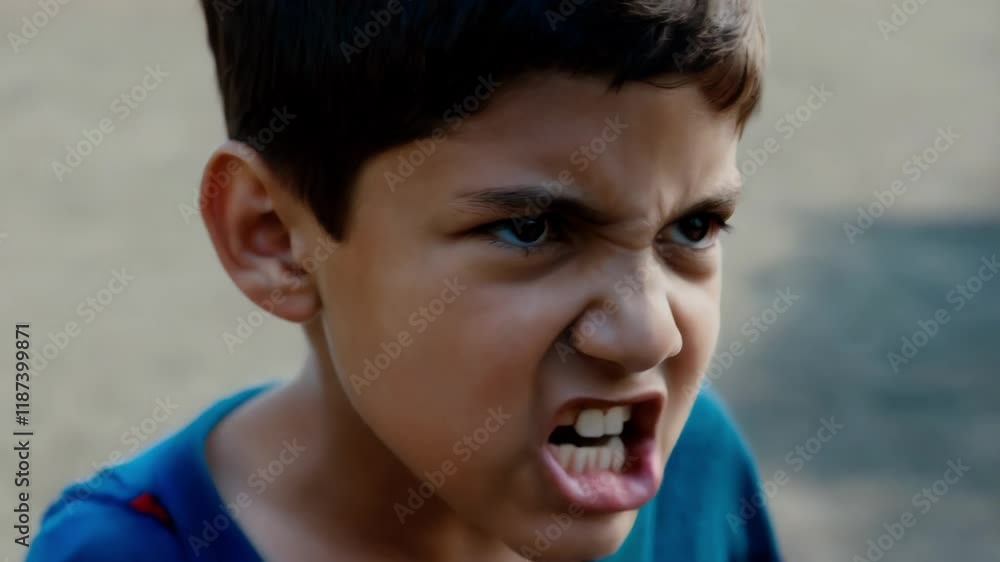 Frustrated young male displaying intense anger through powerful facial ...