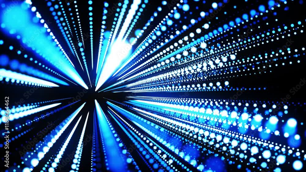 abstract 3d loop background with glowing particles lined up in rows in ...