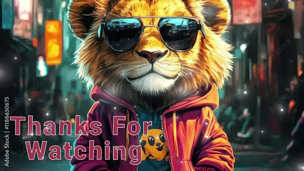 A cool lion dons shades while strolling bustling city streets. thanks ...
