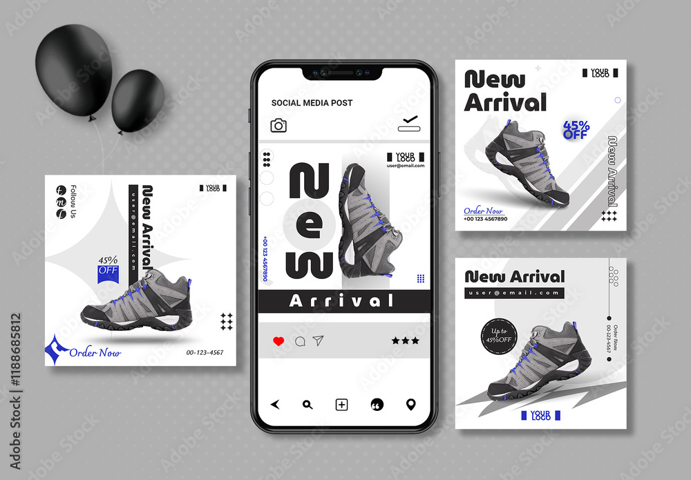 New Arrival Shoes Social Media Post Stock Template | Adobe Stock