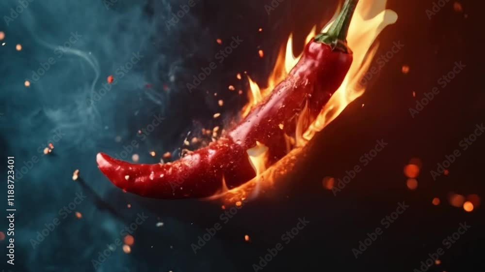Red hot chili pepper burn scene, seamless looping motion for background ...