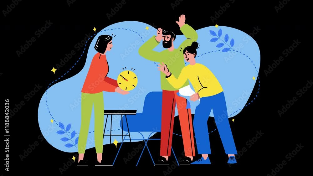 Three people engaged in a lively discussion, depicting a diverse group ...
