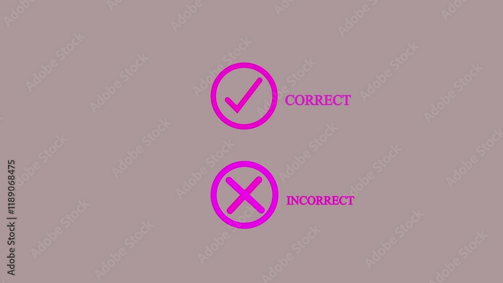 correct and incorrect option with tick and cross mark vector in stroke ...
