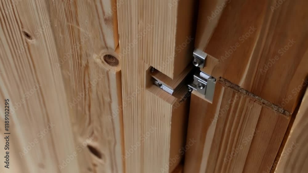 Close up view of metal fasteners joining cross laminated timber - clt ...