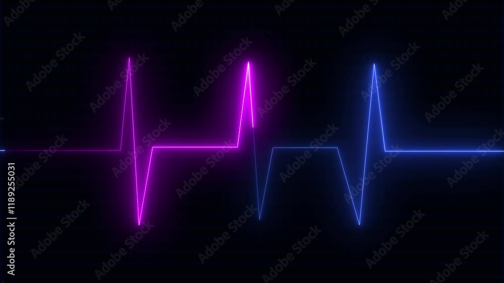 Neon Electrocardiogram Heartbeat Pulse Heart attack monitoring Medical ...