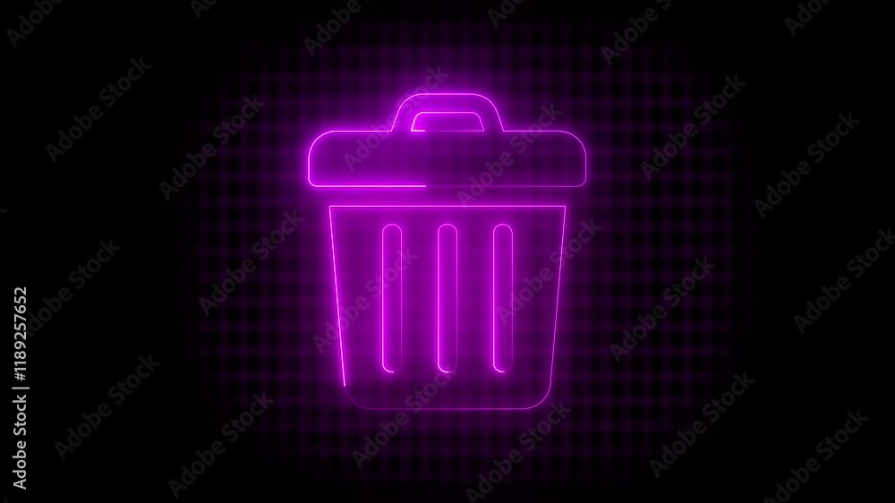 Neon recycle bin icon. trash neon icon. Neon line Trash can icon on ...