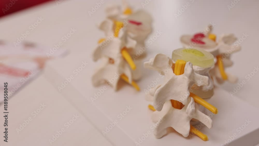 vertebrae model, nerve structure, spinal discs. Three anatomical spine ...