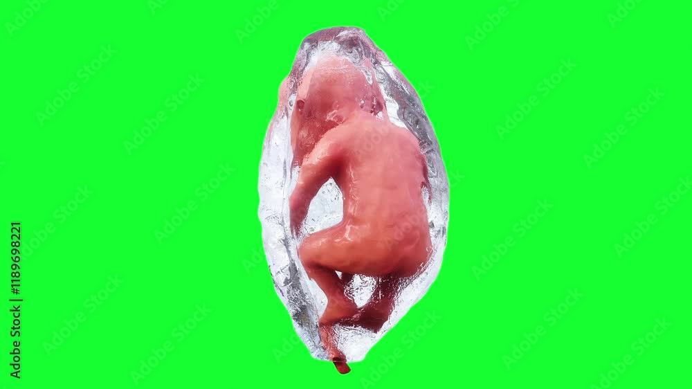 unborn baby fetus in amniotic sac. Realistic green screen 4k animation ...