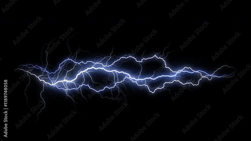 Striking bright electric lightning bolt. Glowing thunderbolt animation ...