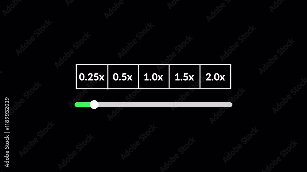 Simple Audio/Video playback speed template animation on black ...