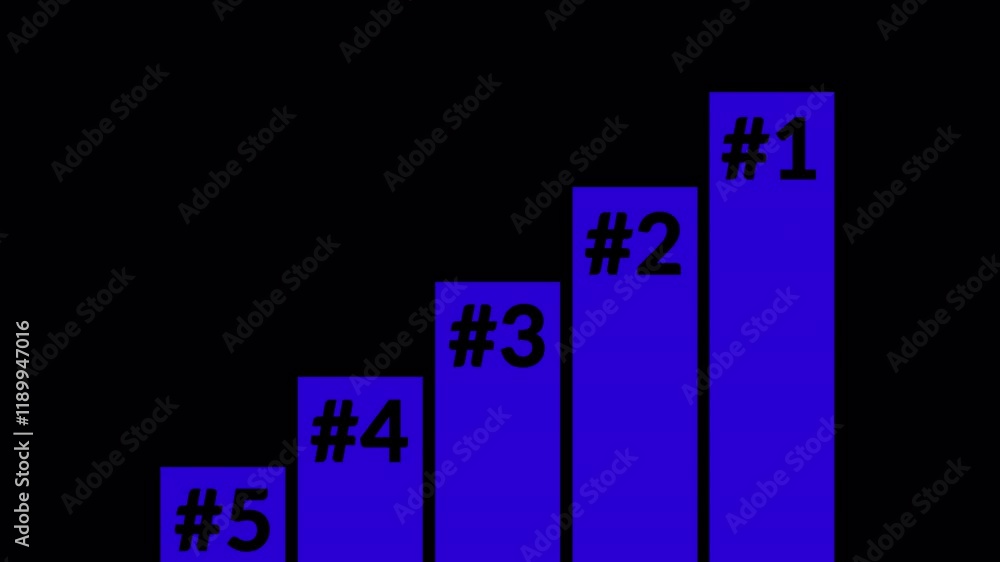 Top 5 position holders animation, #1 #2 #3 #4 #5 position winners ...