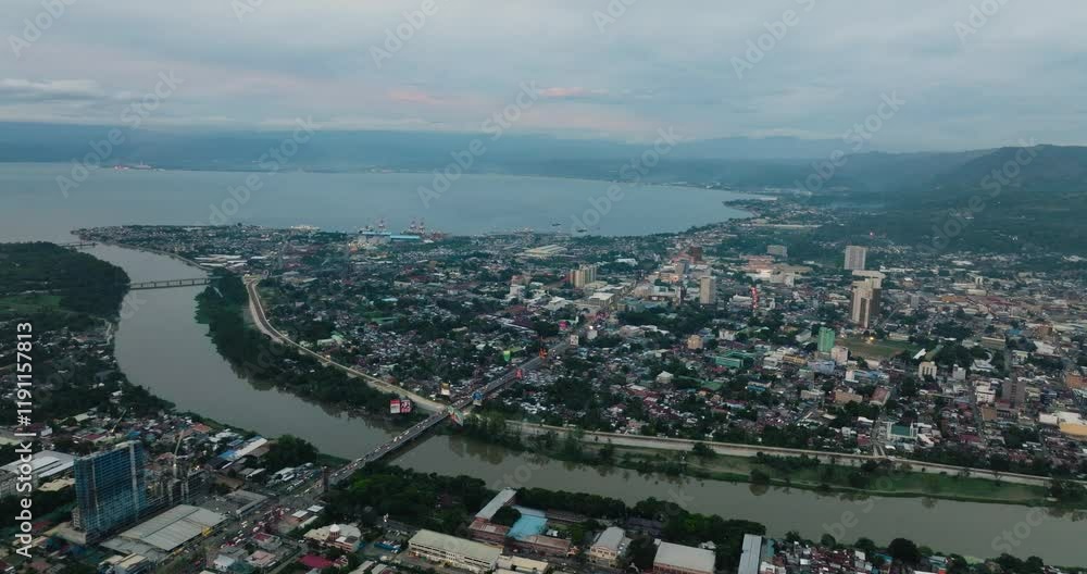 Residential area in riverside and highway in Cagayan de Oro. Mindanao ...