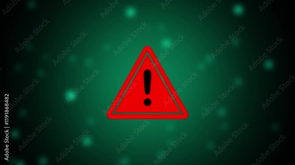 Blinking triangle Warning symbol loop animation footage on transparent ...