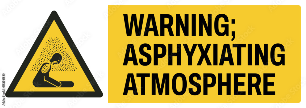 Poster ISO warning safety signs uppercase text_warning ; asphyxiating ...