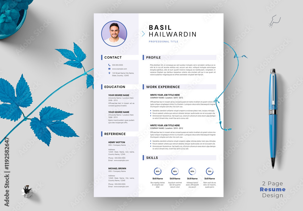 Modern and Professional Resume and Cover Letter design Layout Stock ...