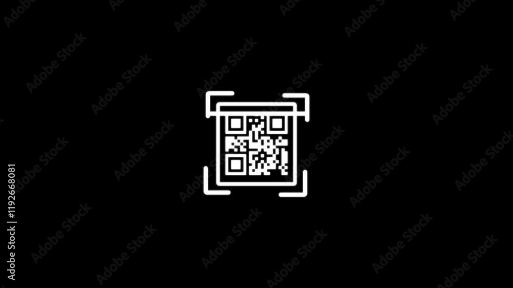 Scanning the QR code icon animation, QR code being scanning concept.QR code for payment. Scan qr ...