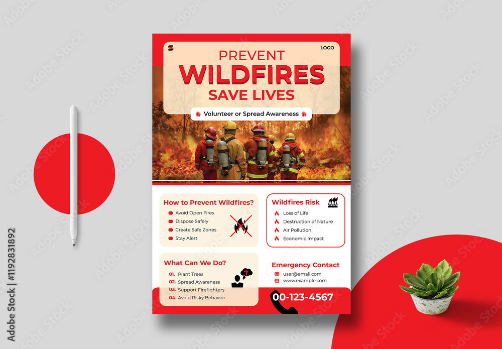 Wildfires Flyer Design Layout Stock Template | Adobe Stock