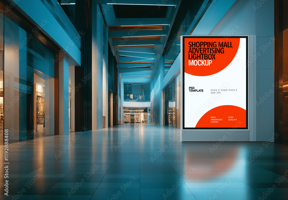 Shopping Mall Advertising Lightbox Mockup Generated With AI Stock ...
