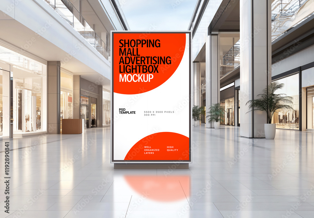 Shopping Mall Advertising Lightbox Mockup Generated With AI Stock ...