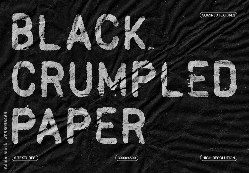 Black Crumpled Paper Texture Photo Effect Bundle Stock Template | Adobe ...