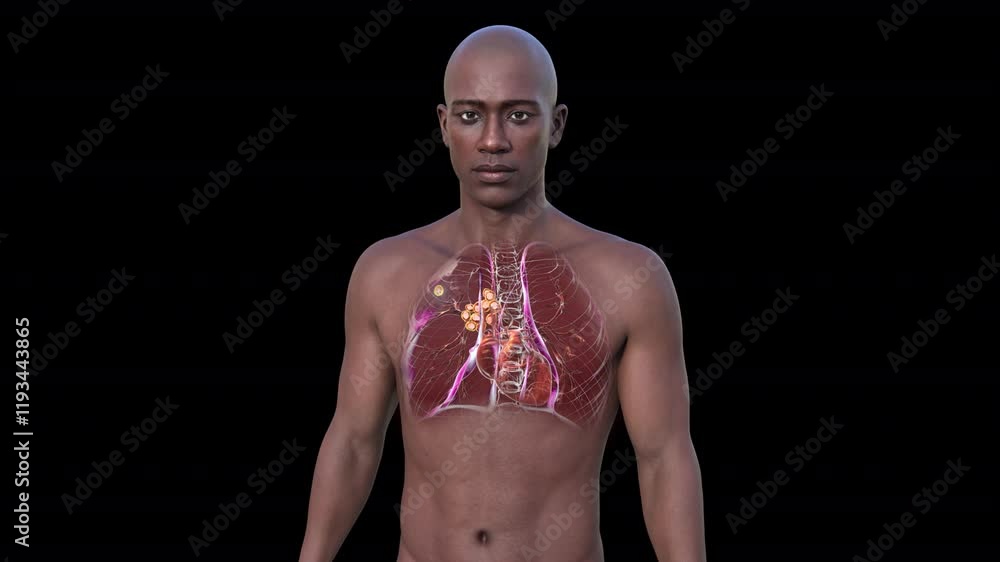 Primary lung tuberculosis in a man with the Ranke complex, 3D animation ...