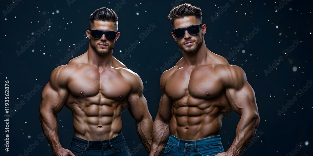 Photo & Art Print Two muscular men posing together, both wearing ...