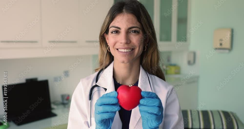 Beautiful doctor woman promoting heart checkup, cardiology examination ...