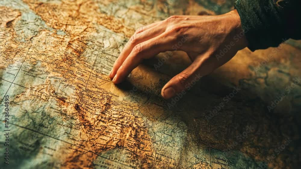 Exploring ancient maps with a hand tracing historical routes across ...
