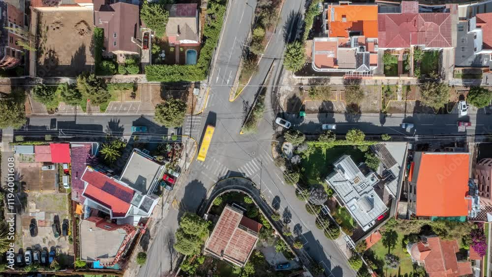 A Top-Down Perspective Of A Residential Neighborhood With Intersecting ...
