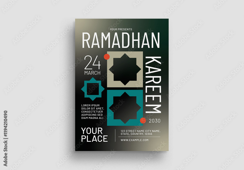 Black Bold Minimalist Ramadhan Flyer Layout Stock Template | Adobe Stock
