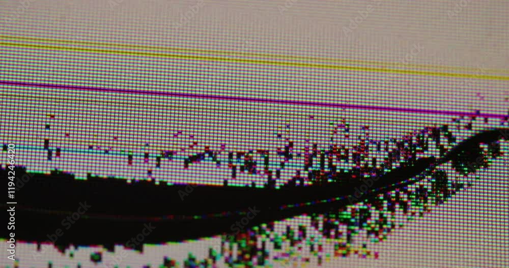VHS noise. Defective screen. Overlay glitch crack in glass digital ...