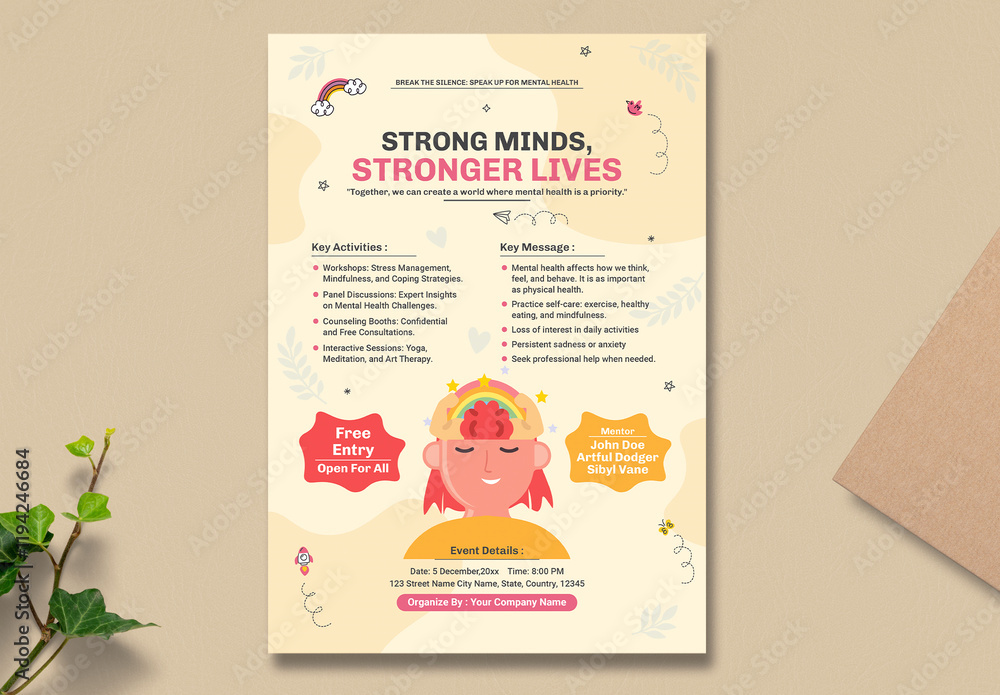 Mental Health Awareness Event Flyer Stock Template | Adobe Stock